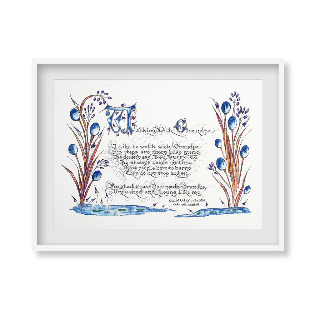 Blue Walking With Grandpa Calligraphy Print– The Leitrim Design House